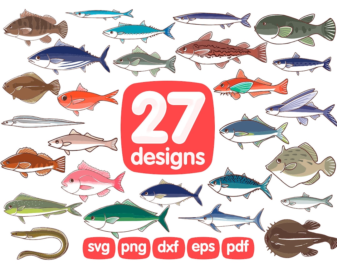 27 Ocean Fish Clipart Bundle, Sea Fish Clipart, Under Sea Clipart, Bass ...