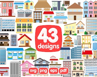 Houses Digital Clipart - Etsy