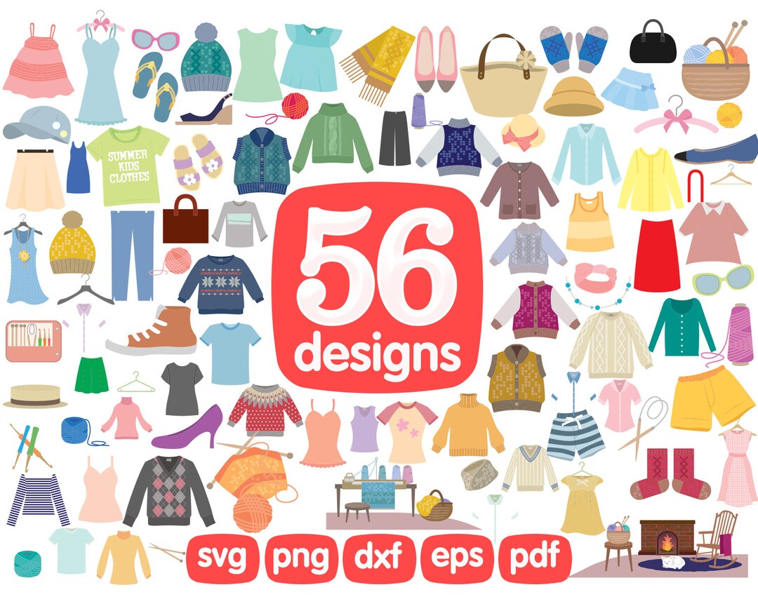 56 Clothing Clipart Bundle, Fashion Clipart, Underwear Clipart, Clothes ...