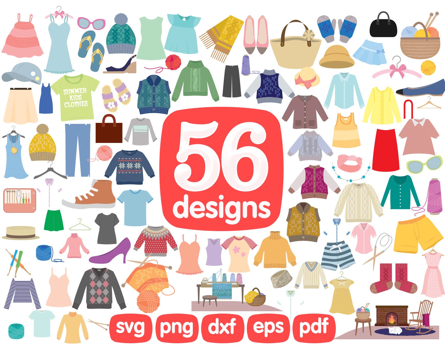 56 Clothing Clipart Bundle Fashion Clipart Underwear - Etsy