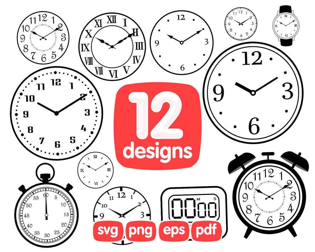 12 Clock Clipart Bundle, Clock Png, Clock Images, Clock Illustration ...