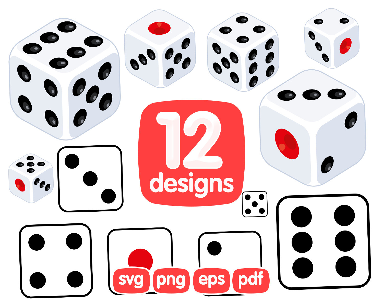 12 Dice Clipart Bundle Dice Png Dice Svg Dice Eps Dice - Etsy UK