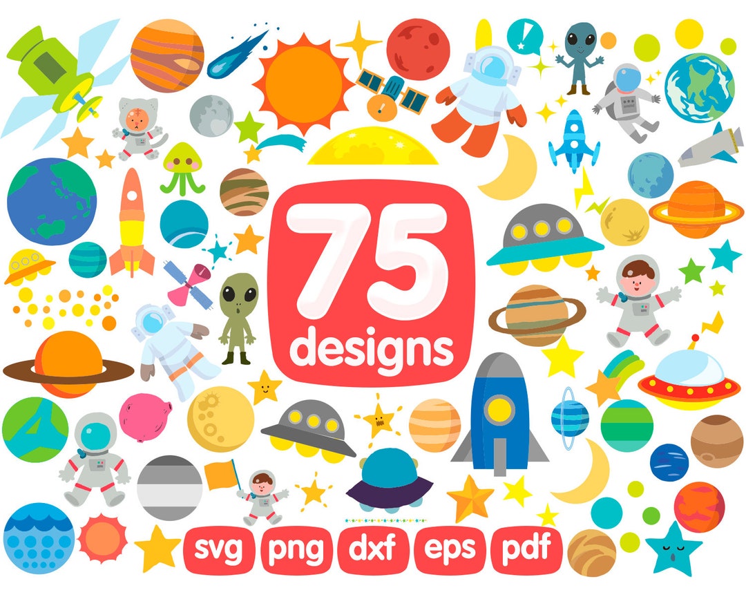 75 Space Clipart Bundle, Outer Space Clipart, Planets Clipart ...