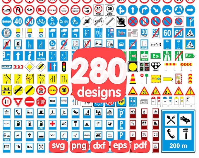 280 All Road Signs Clipart Bundle, Stop and Yield Signs, Speed Limit ...