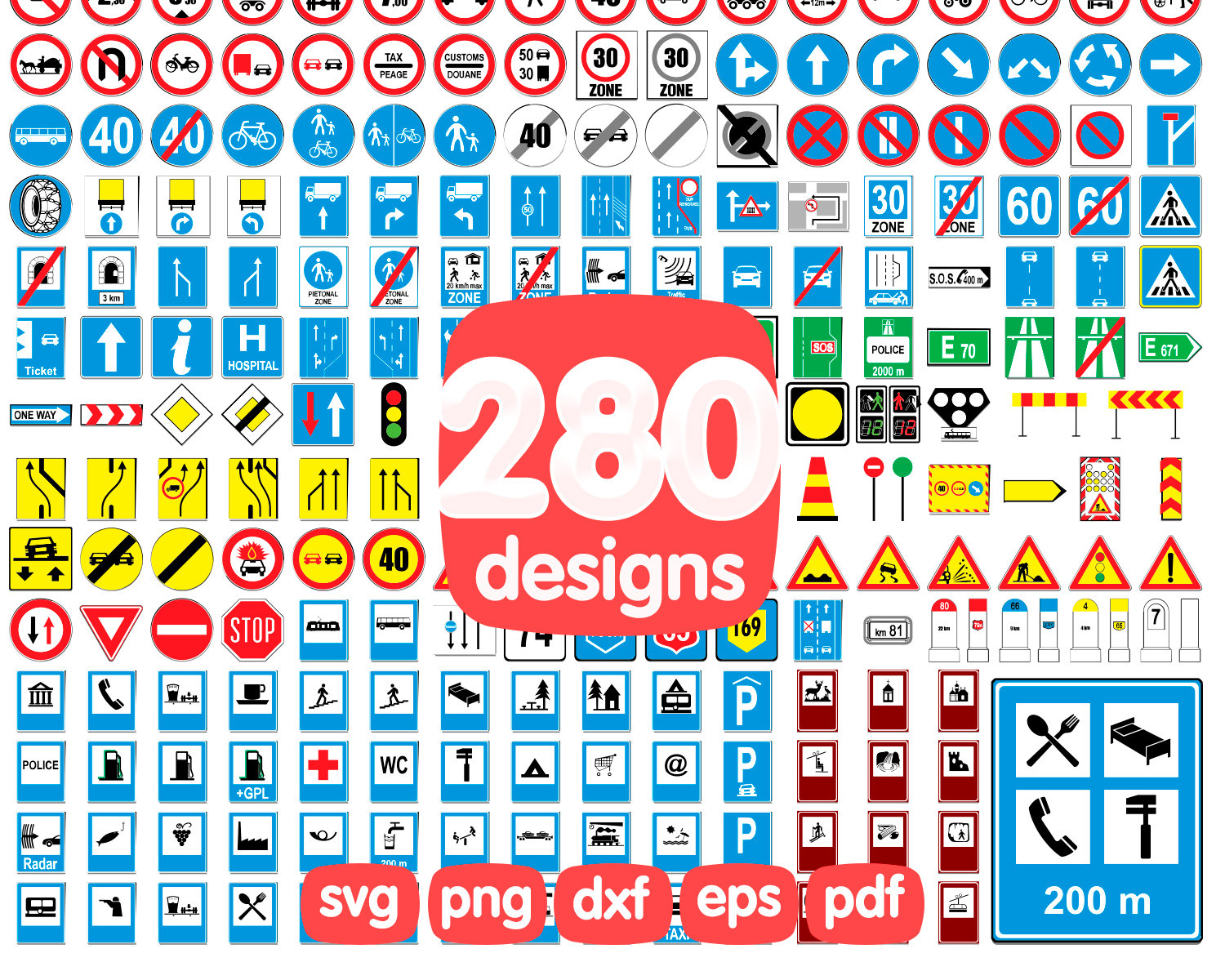 280 All Road Signs Clipart Bundle, Stop and Yield Signs, Speed Limit ...