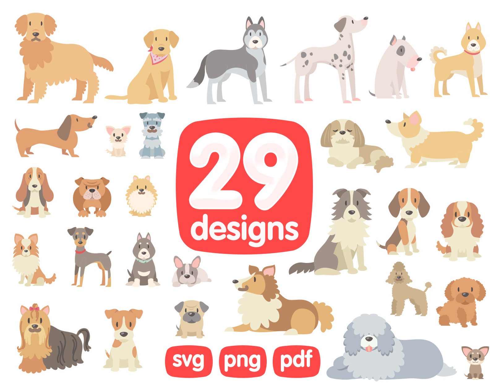 29 Dogs Clipart Bundle Pet Clipart Puppy Clipart Animal - Etsy