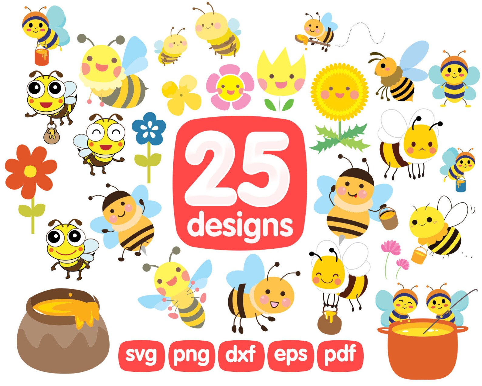 25 Bee Clipart Bundle Honey Bee Clipart Bbee Svg Bee | Etsy