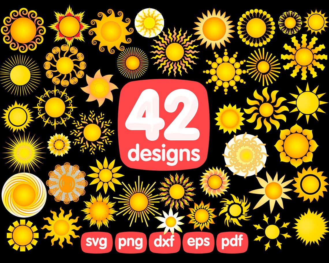 42 Sun Clipart Bundle Sun Svg Sun Vector Sun Cut File Sun - Etsy