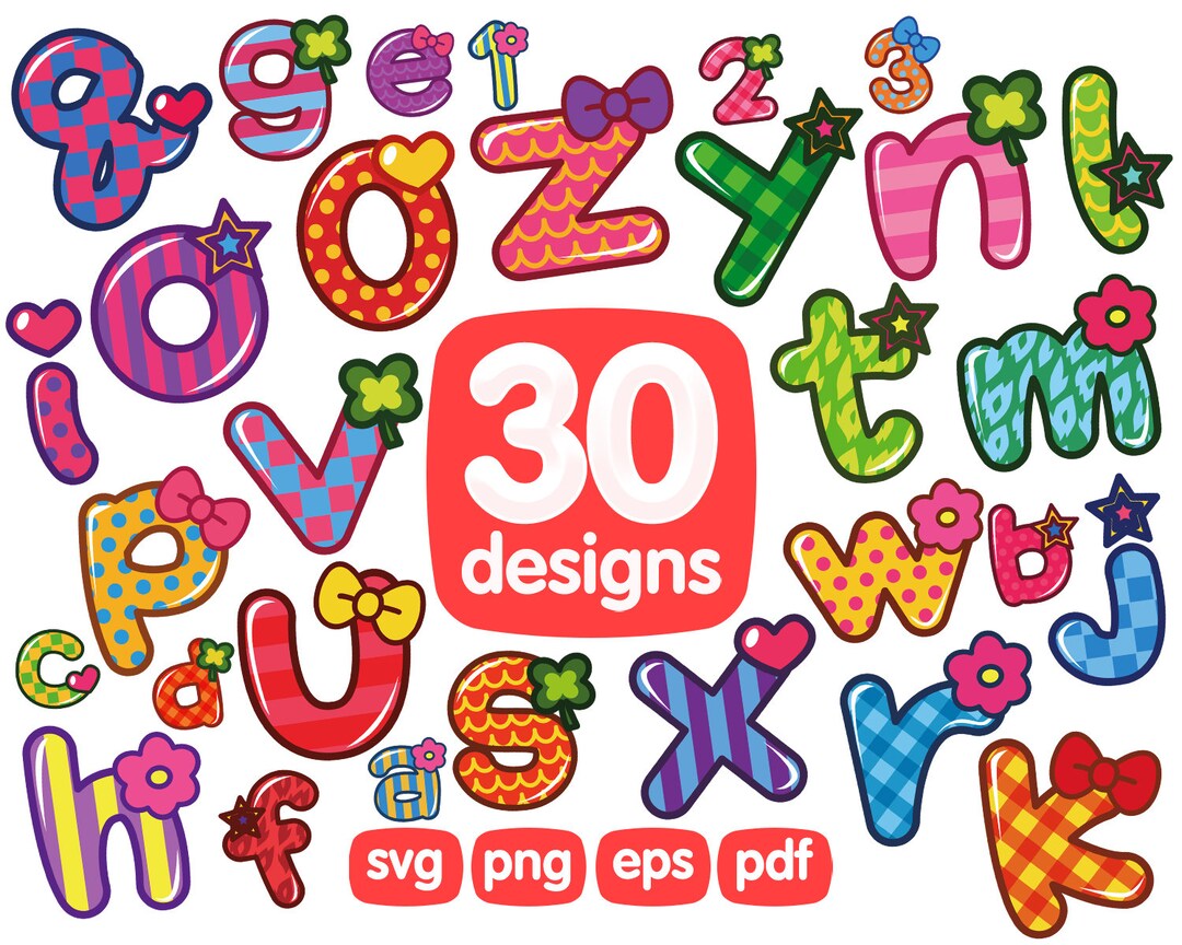 30 Alphabet Clipart Bundle, Letters Clipart, Kids Alphabet Clipart, ABC ...