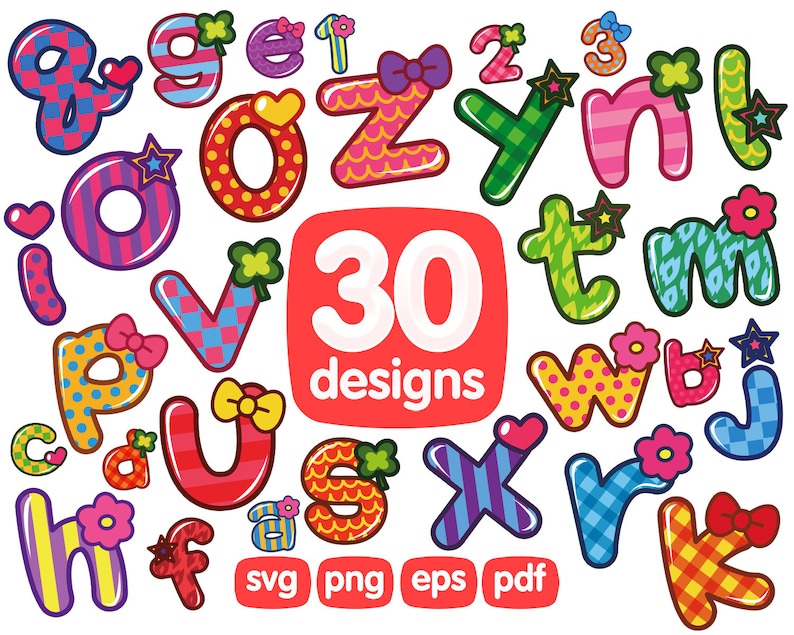 30 Alphabet Clipart Bundle Letters Clipart Kids Alphabet | Etsy