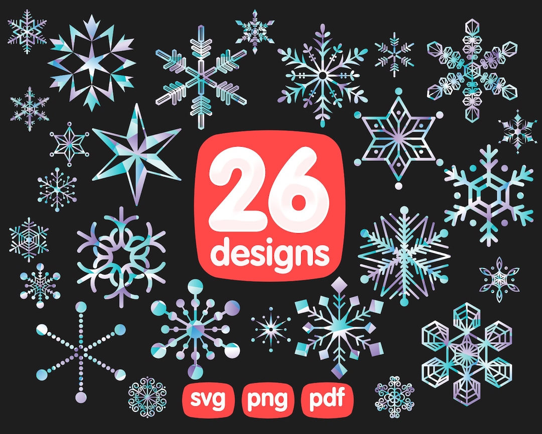 26 Snowflake Clipart Bundle, Flake Winter Svg, Christmas Svg, Winter ...