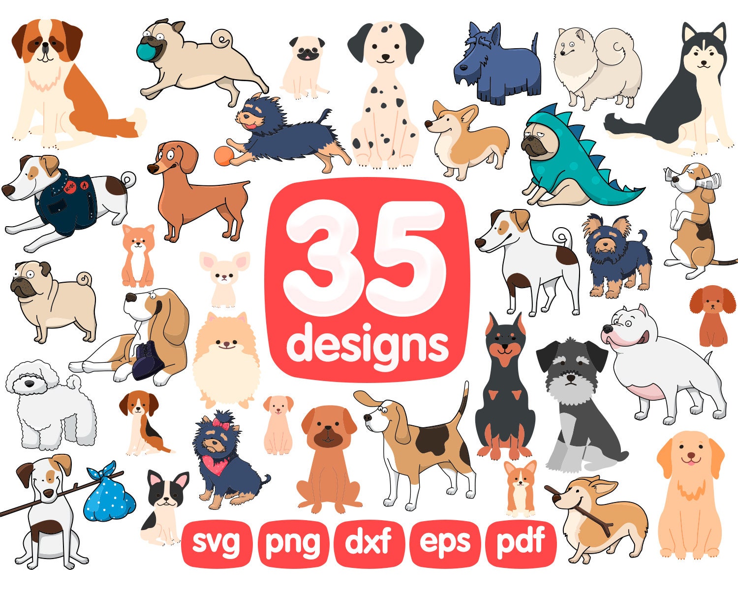 35 Dogs Clipart Bundle Puppy Clipart Pet Clipart Animal - Etsy