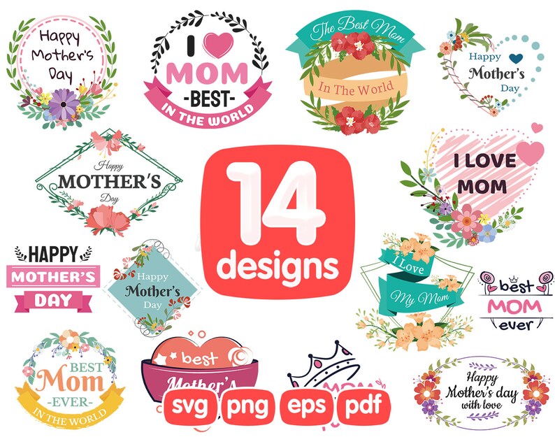 14 Mother's Day Clipart, Mothers Day Png, Mother's Day Digital Download ...