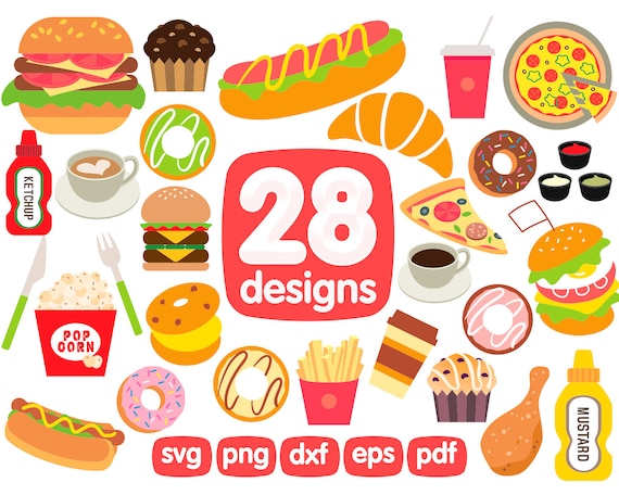 28 Fast Food Clipart Bundle Hamburger Clipart French Fries - Etsy