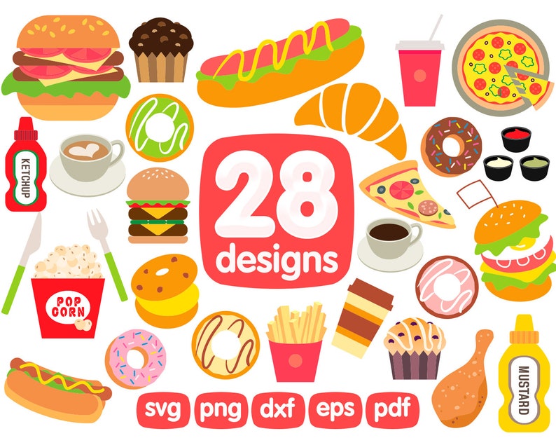 28 Fast Food Clipart Bundle Hamburger Clipart French Fries - Etsy
