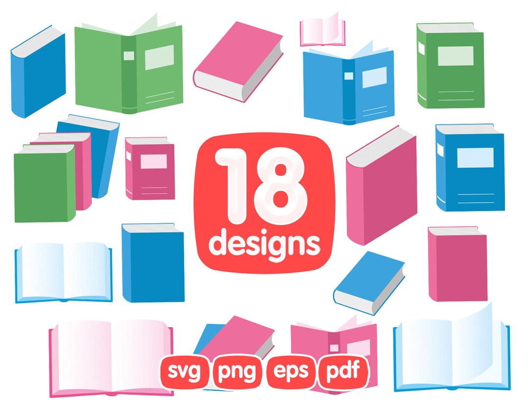 18 Books Clipart Bundle, Book SVG, Book Clipart, Book Design, Book ...