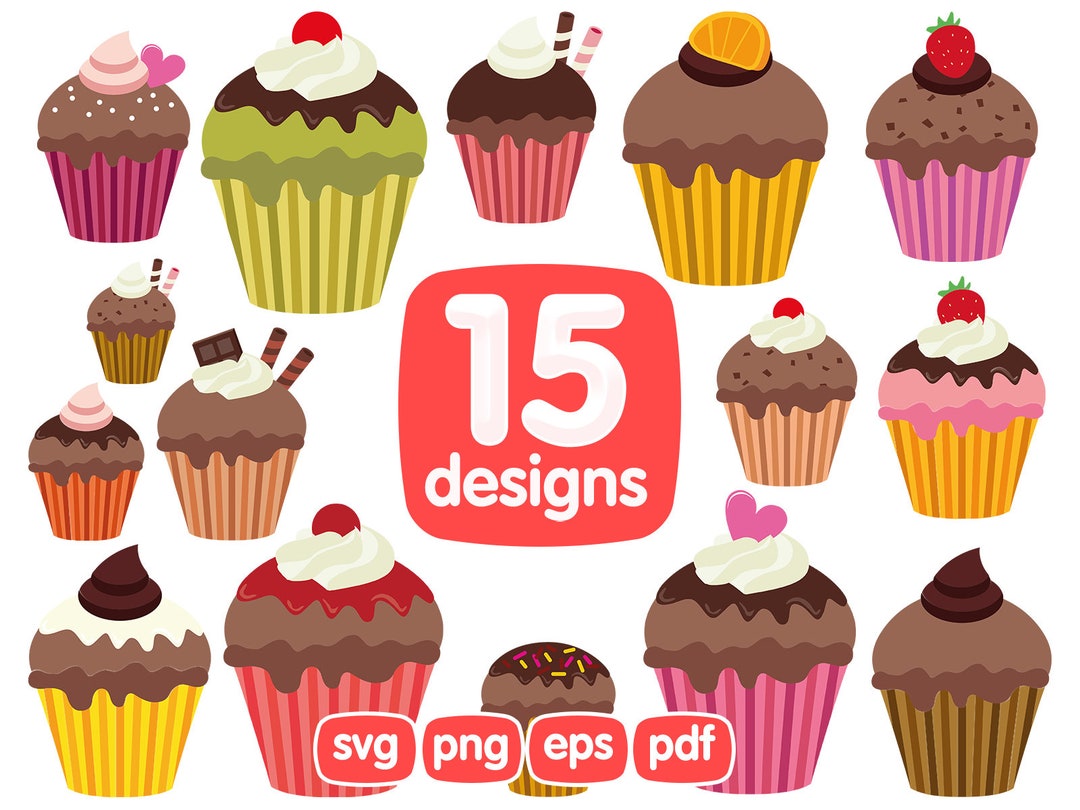 15 Cupcake Clipart, Cupcakes, Instant Download, Cupcake Png, Party ...