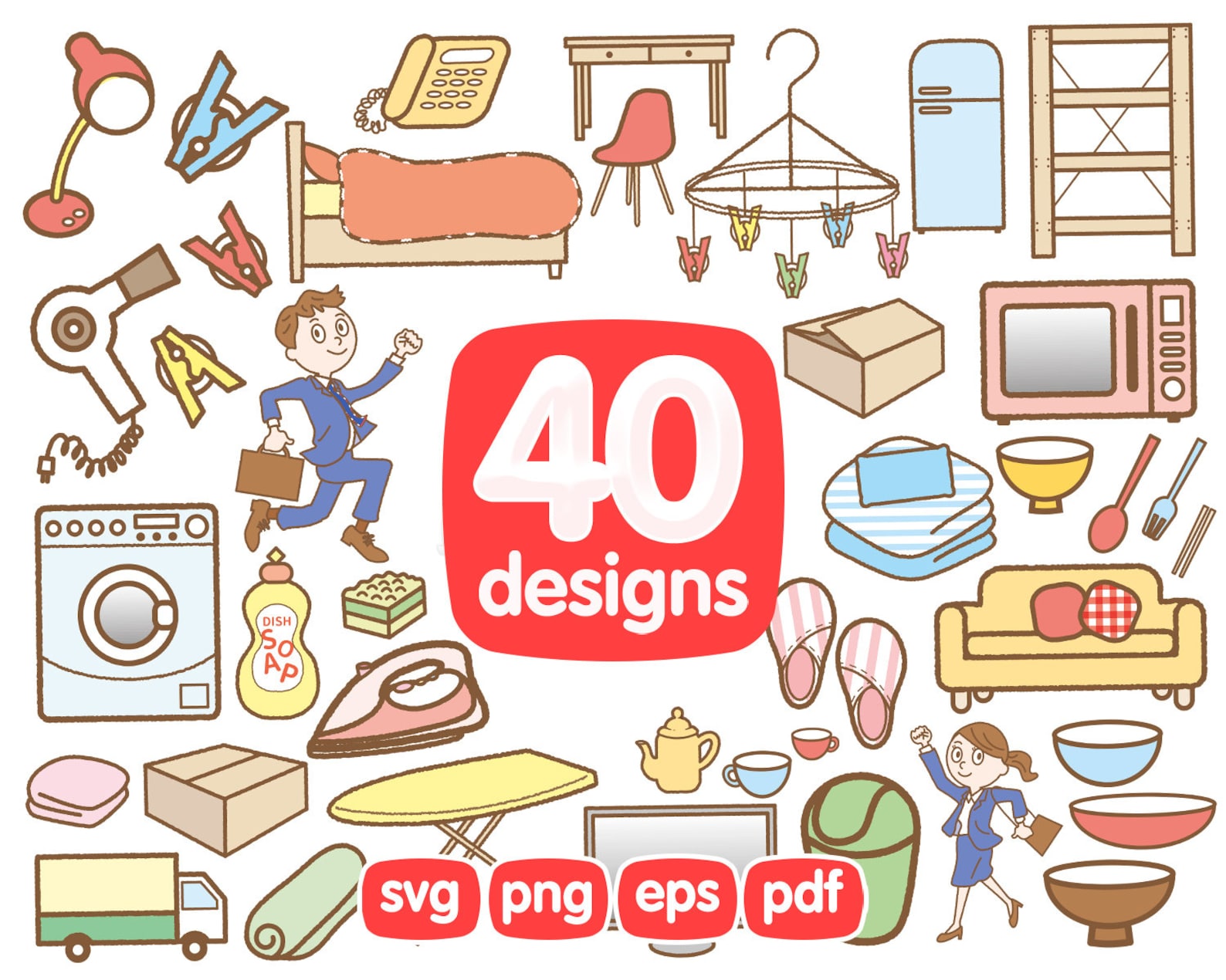 40 Home Furniture Clipart Bundle, Household Items Clipart - Etsy