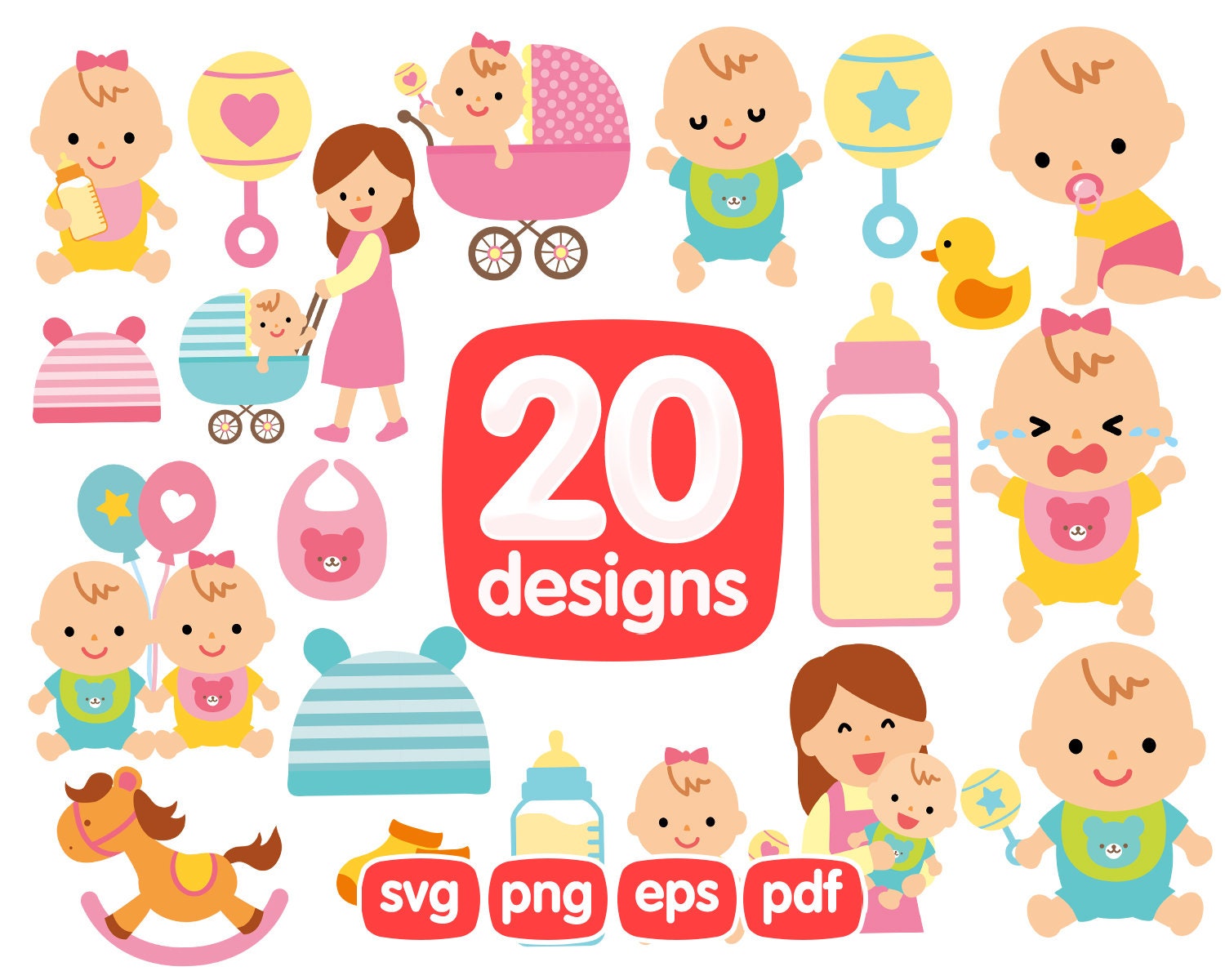20 Baby Clipart Bundle Baby Girl Boy Mom With Baby Mom - Etsy
