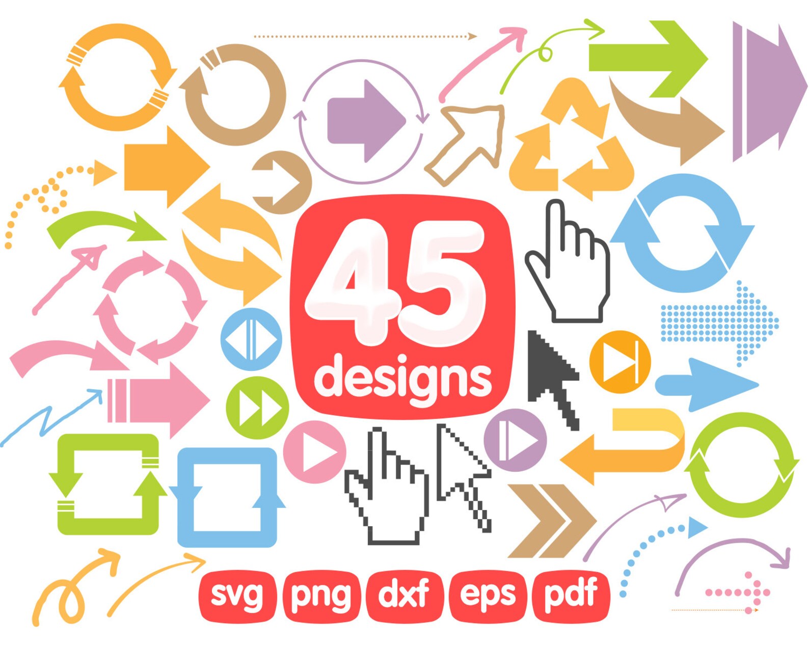 45 Arrows Clipart Bundle, Image, Svg, Png, Arrow Svg, Arrow Vector ...