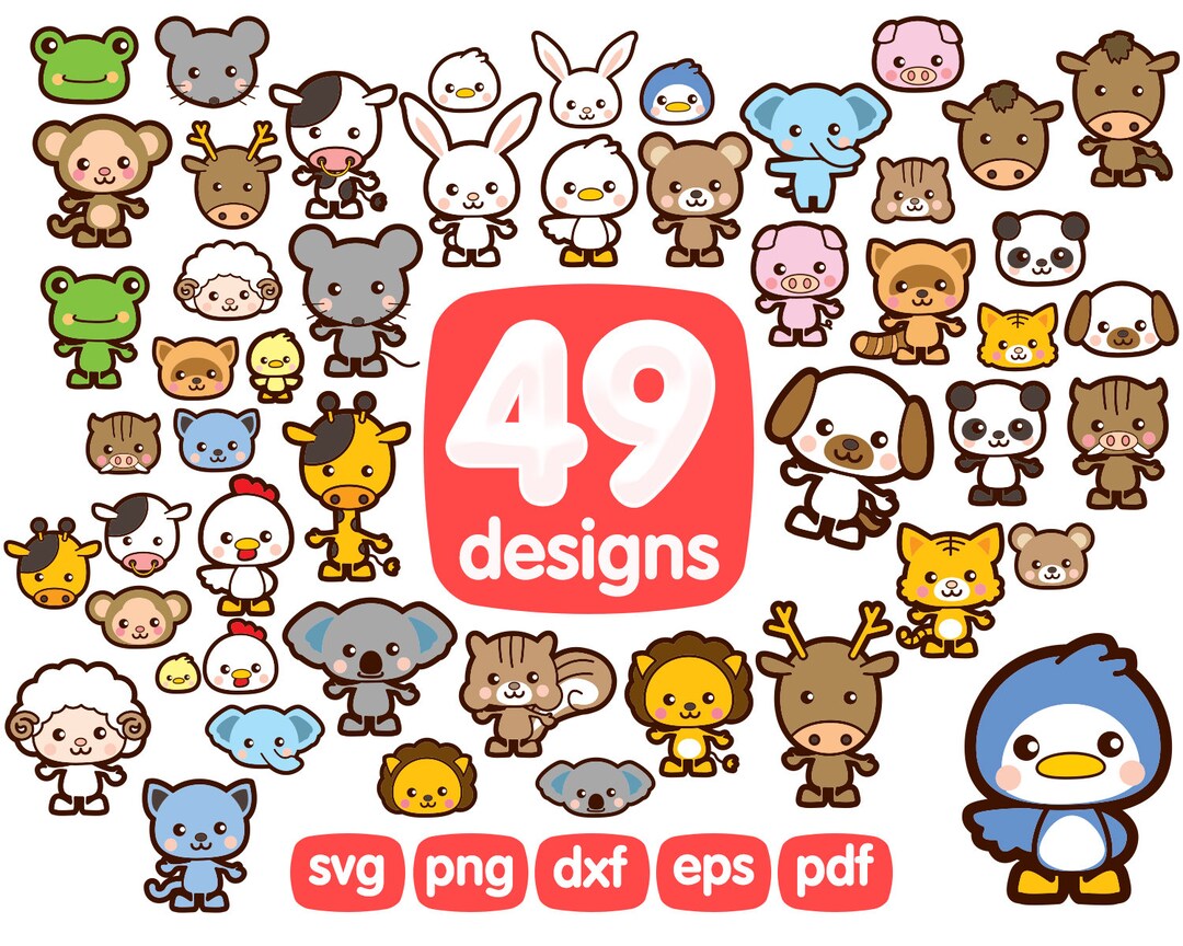 49 Baby Animals Clipart Bundle, Cute Animals Clipart, Frog, Mouse ...