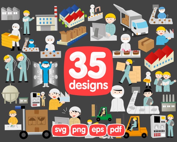 35 Factory Clipart Bundle Production Factory Manufacture | Etsy