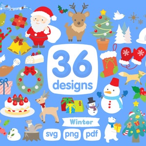 36 Christmas Clipart Bundle, Winter Clipart, Holiday Clipart, Digital ...