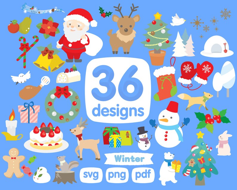36 Christmas Clipart Bundle Winter Clipart Holiday Clipart - Etsy