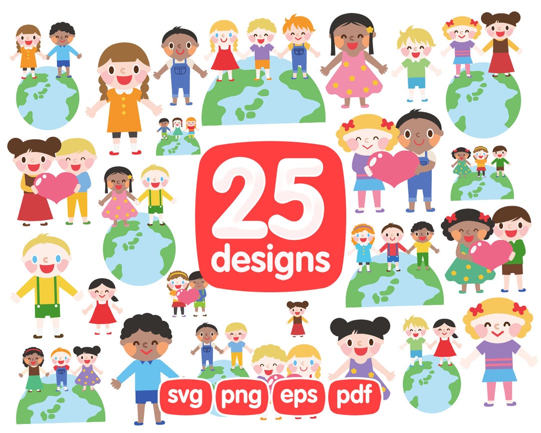 25 Children of the World Clipart Bundle, Svg, Earth Svg, Earth Day, Png ...