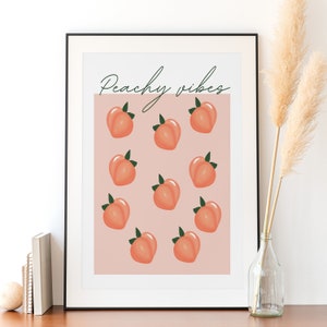 Peach Wall Art Print Just Peachy Peaches and Nectarine Fruit | Etsy