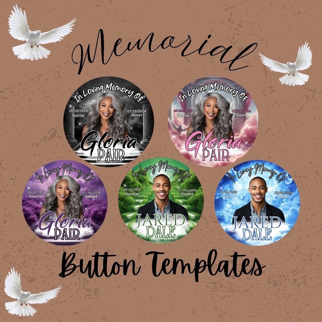 In Loving Memory Pins L Button Templates Lfuneral Botton Favors L RIP ...