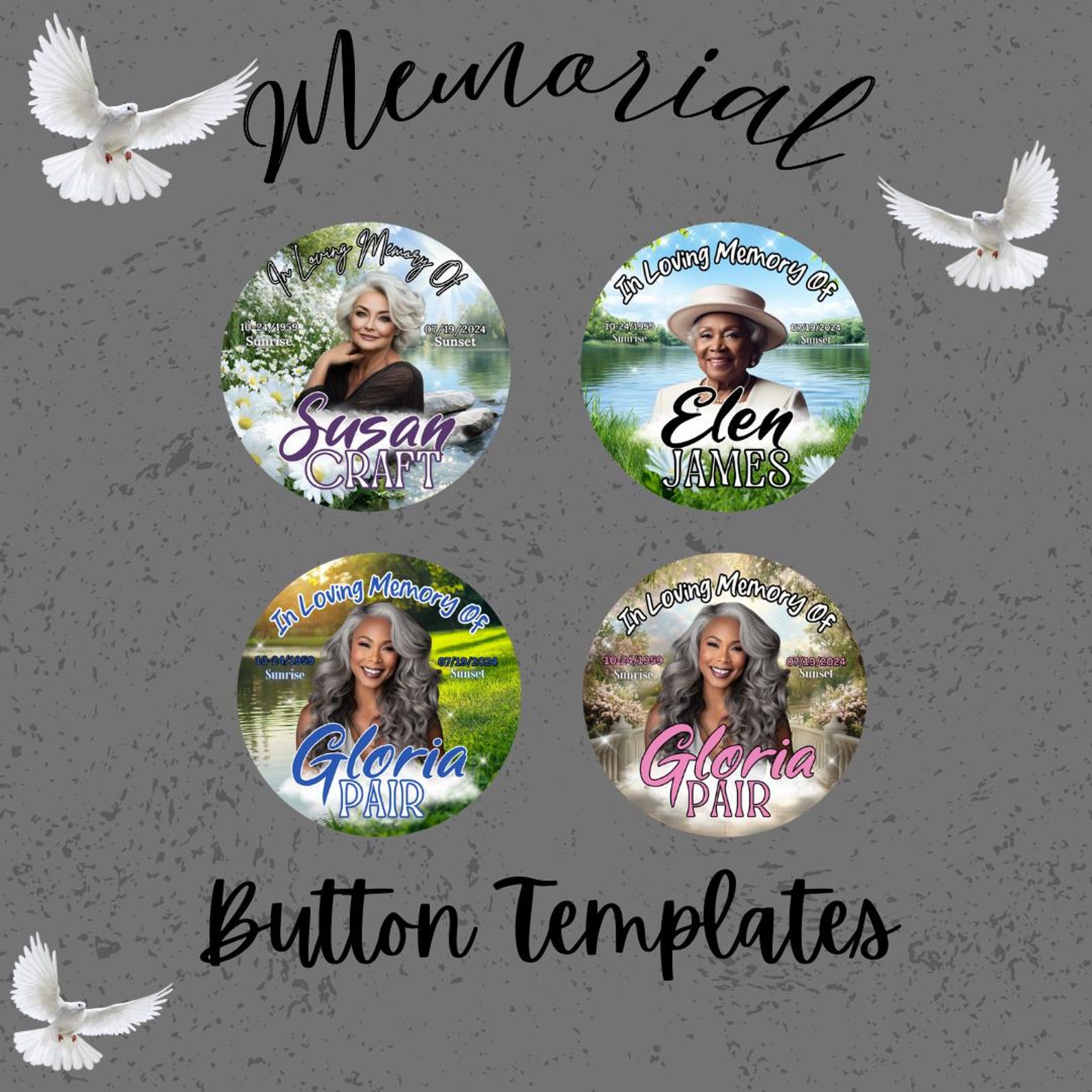 In Loving Memory Pins L Button Templates Lfuneral Botton Favors L RIP ...
