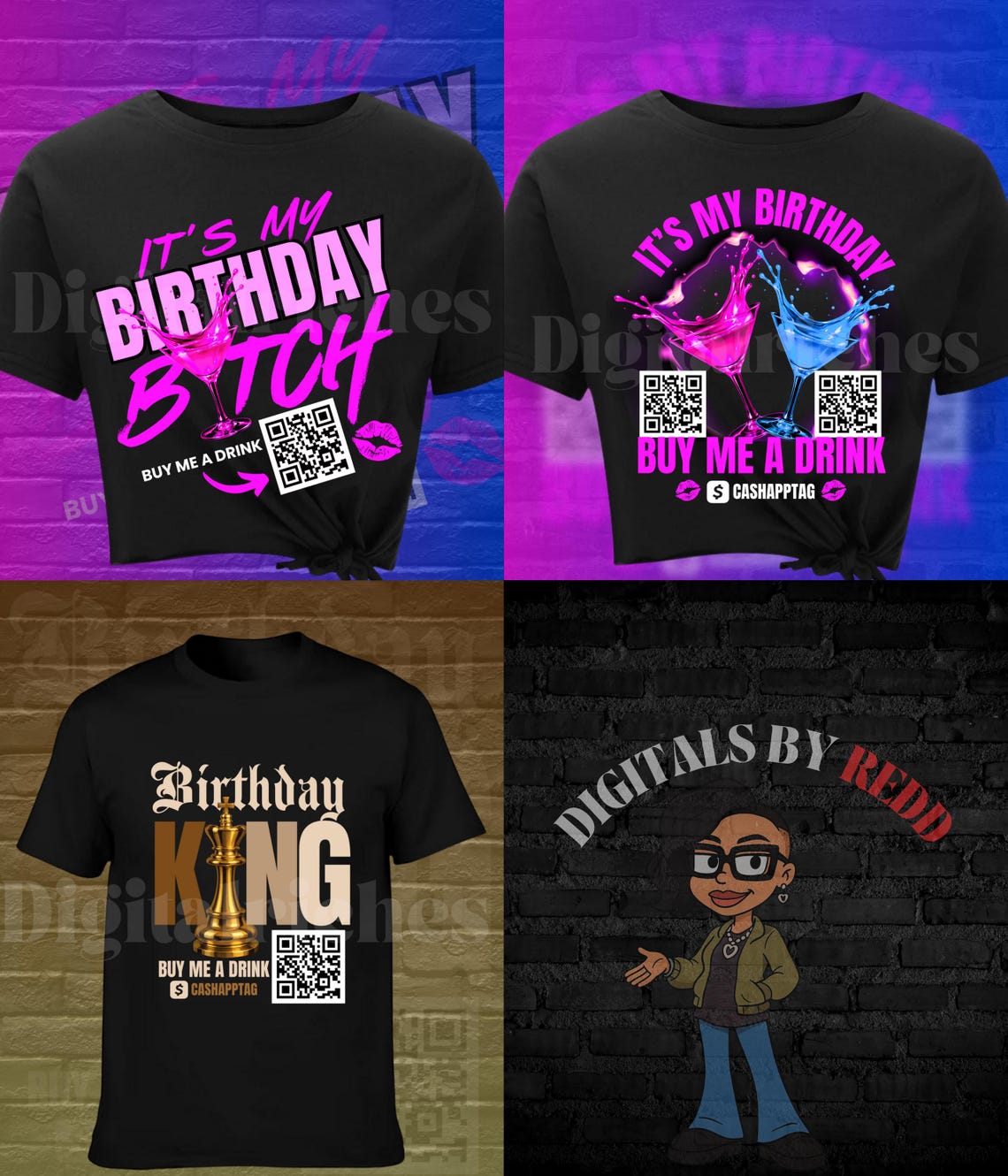 Editable Birthday Cash App Shirt Bundle | 3 PNG Canva Pro Templates ...