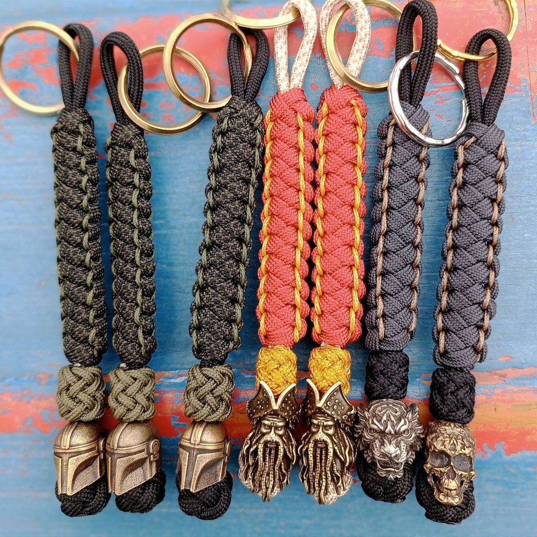Handmade Paracord Keyfob With Brass Bead and Key Ring, Paracord ...
