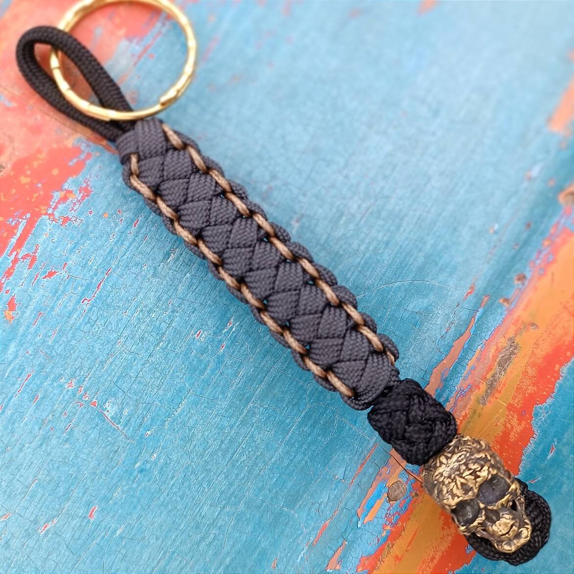 Handmade Paracord Keyfob With Brass Bead and Key Ring, Paracord ...