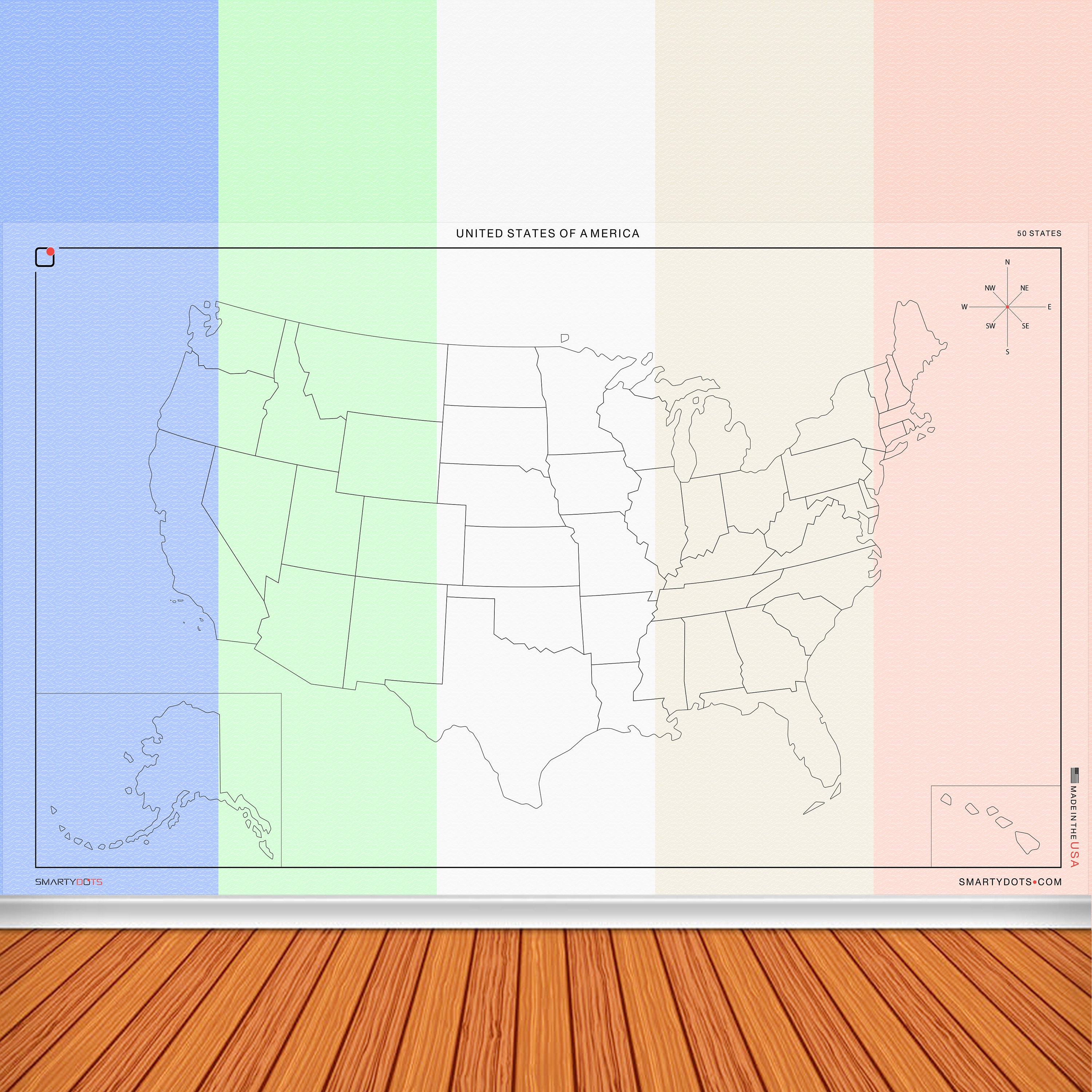 USA MAP (58x35) - Dry Erase Without A Trace Glueless Transparent ...
