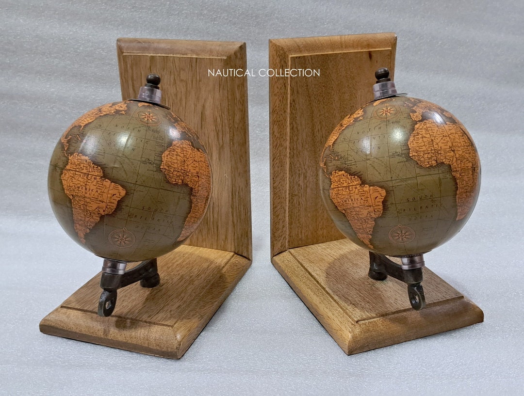 Decorative Globe Bookends for Office, Kitchen, Living Room, Home Décor ...