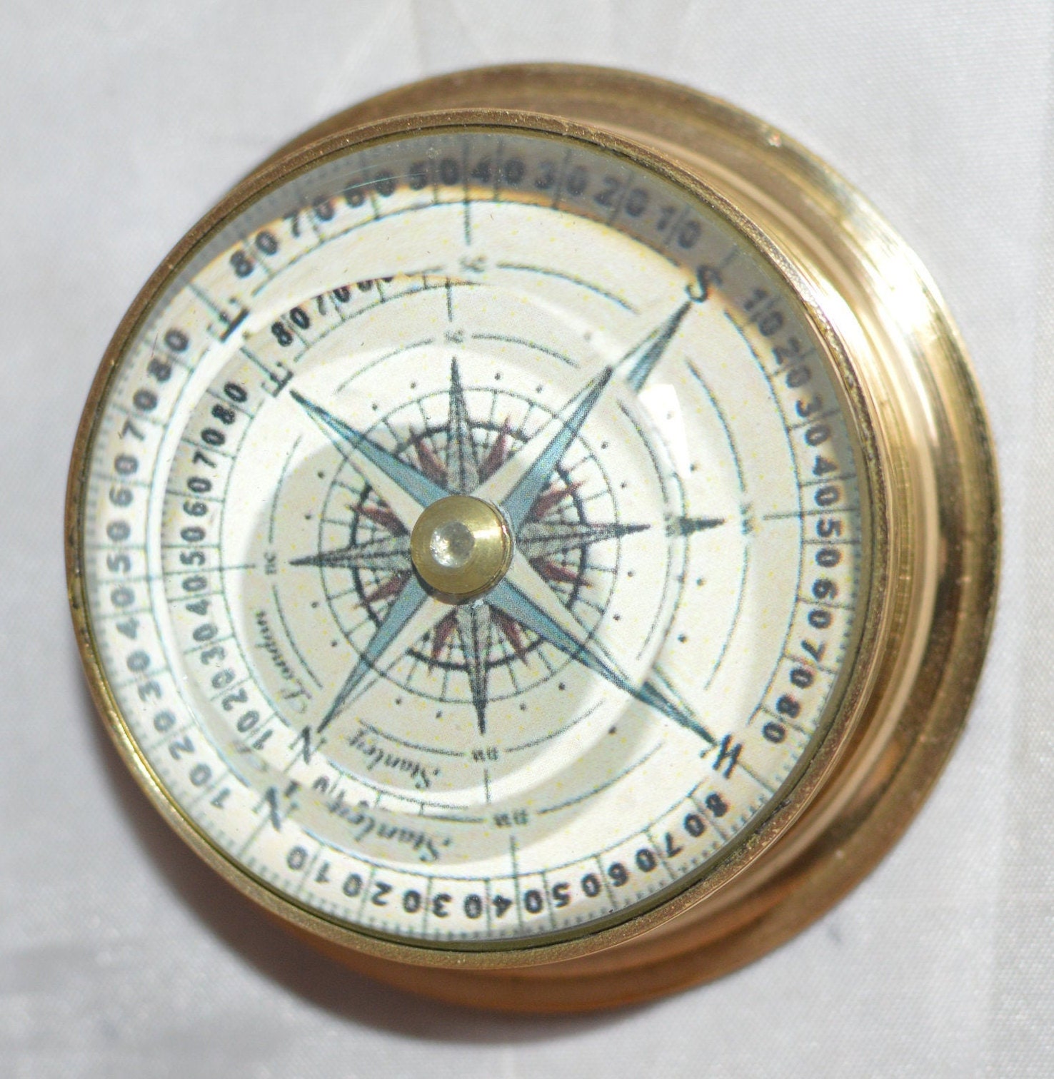 DECORATIVE BRASS LENS Compass With Rotating Dial Made of Brass & Glass ...