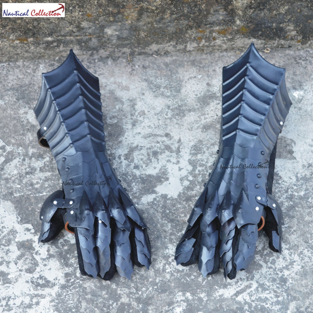 Medieval Black Antique Finish Nazgul Gauntlets Steel Armor Gloves ...
