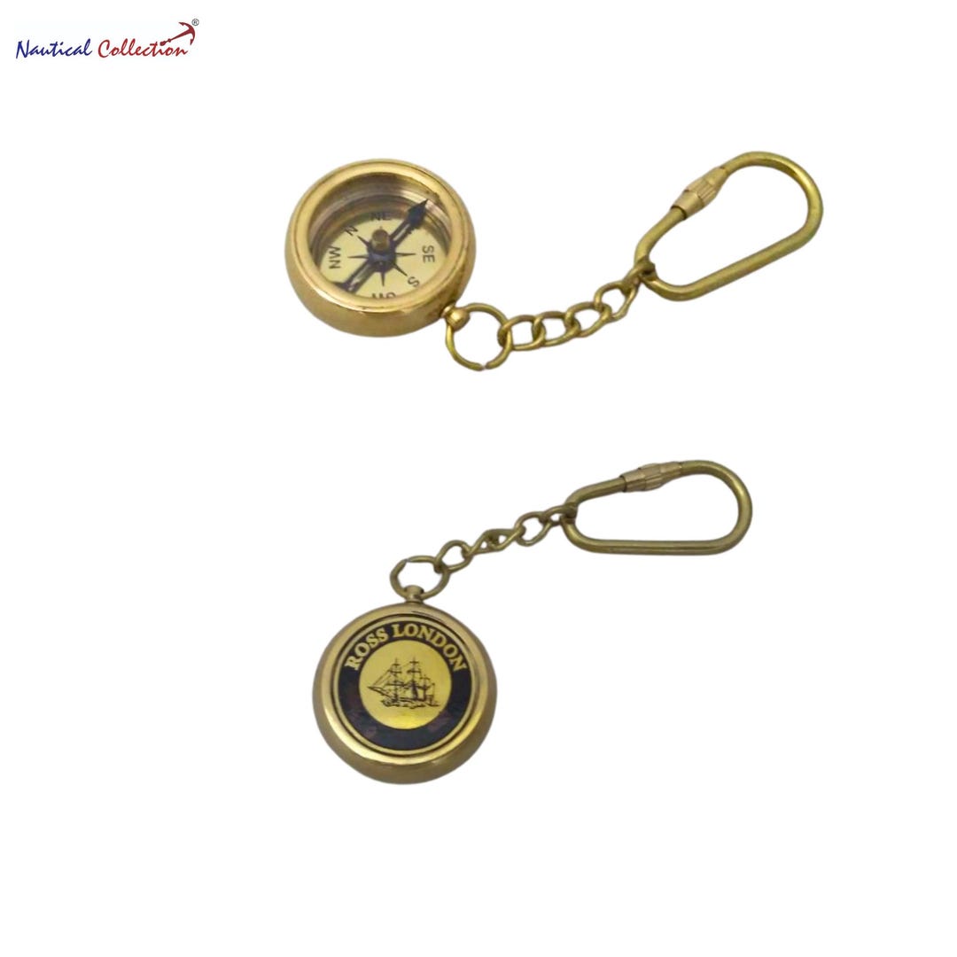 Vintage Brass Solid Antique Golden Finish Key Ring Compass USE ...