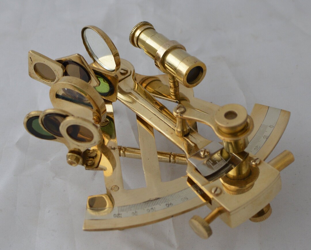 BRASS SEXTANT 5 Inch Shiny Finish Made of Brass, Glass USE: Decoration ...