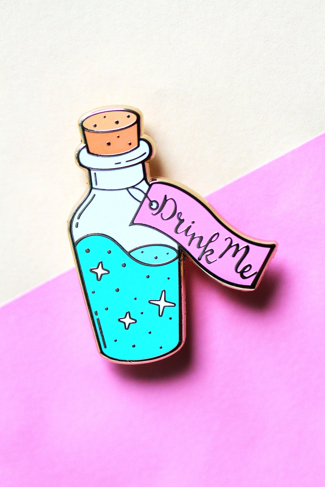 Drink Me Bottle Enamel Pin From the Novel Alice in Wonderland by Lewis Carroll Shrinking Potion ...