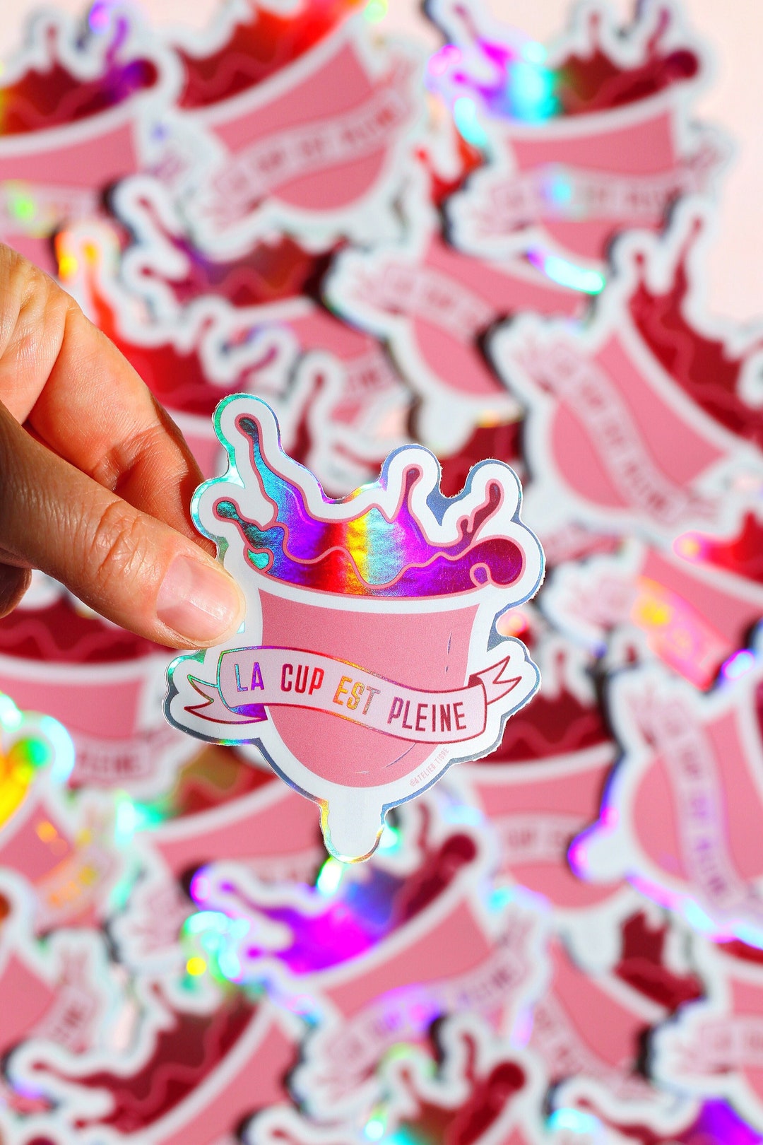 Feminist Sticker in an Holographic Vinyl Menstrual Cup Saying the Cup ...
