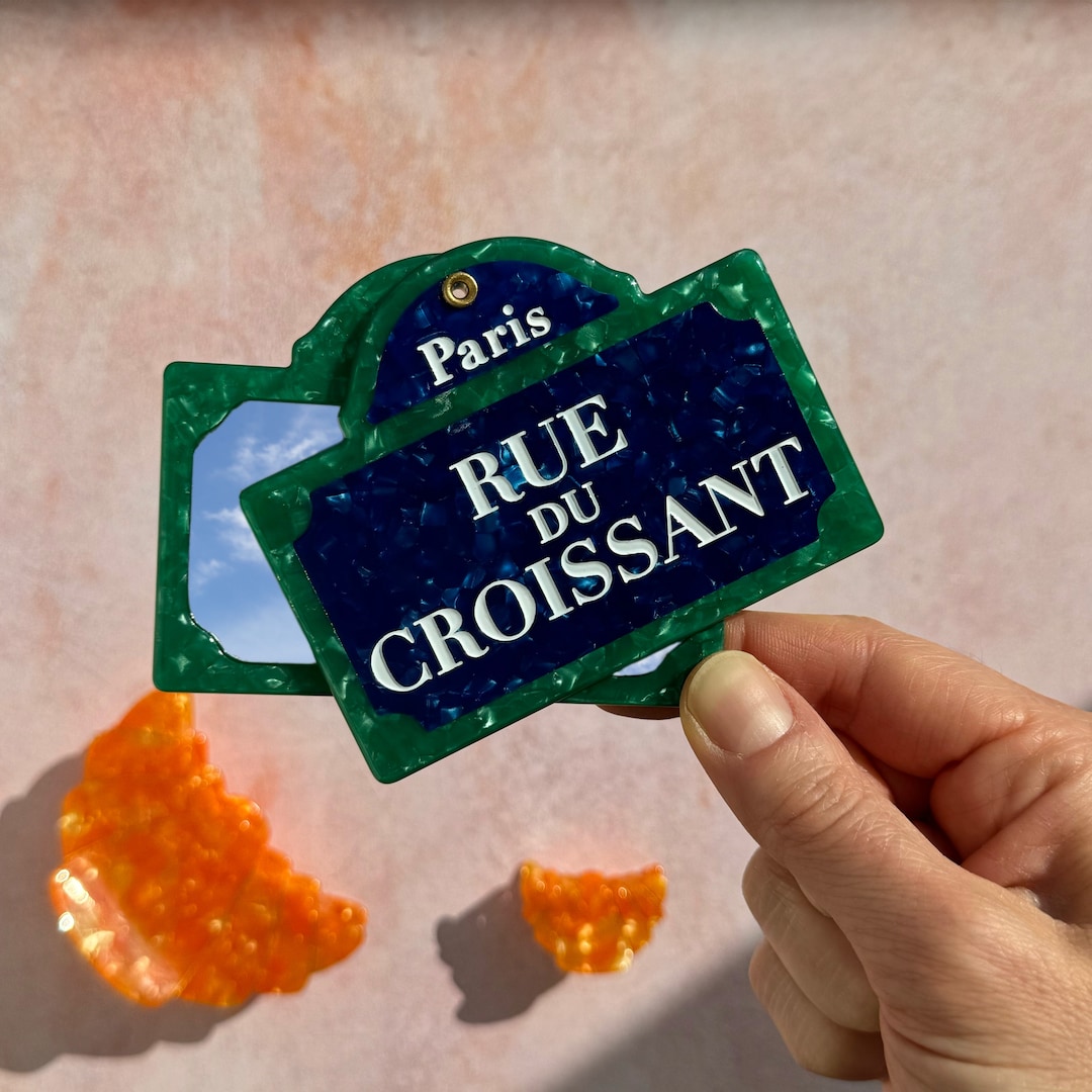 Pocket Mirror "rue Du Croissant" in the Shape of a Paris Street Sign - Etsy