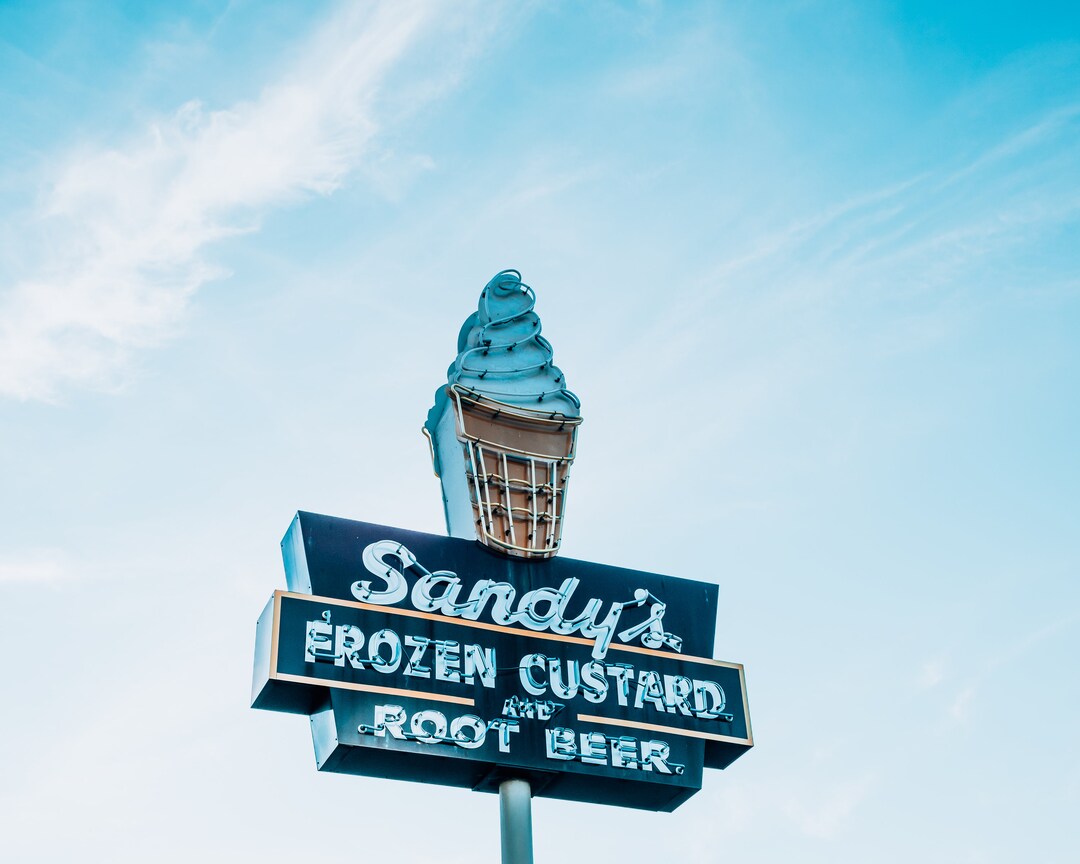 Sandy's Austin Print, Ice Cream Art, Neon Sign, Barton Springs, Sandy's ...