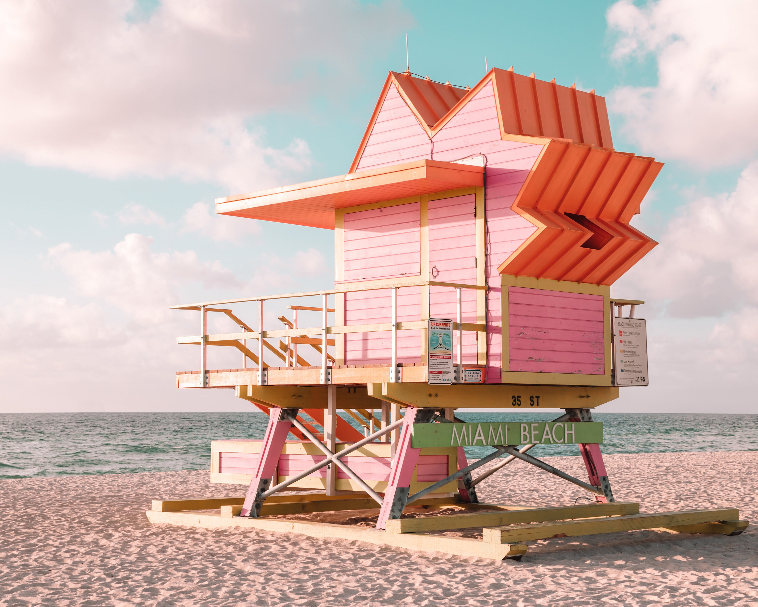 Miami Beach Wall Art, Lifeguard Print, Pink Wall Decor, Girls Room ...