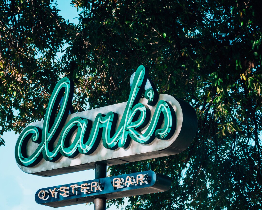 Clarks Austin, Neon Sign Wall Art, Kitchen Print, Texas Photography ...