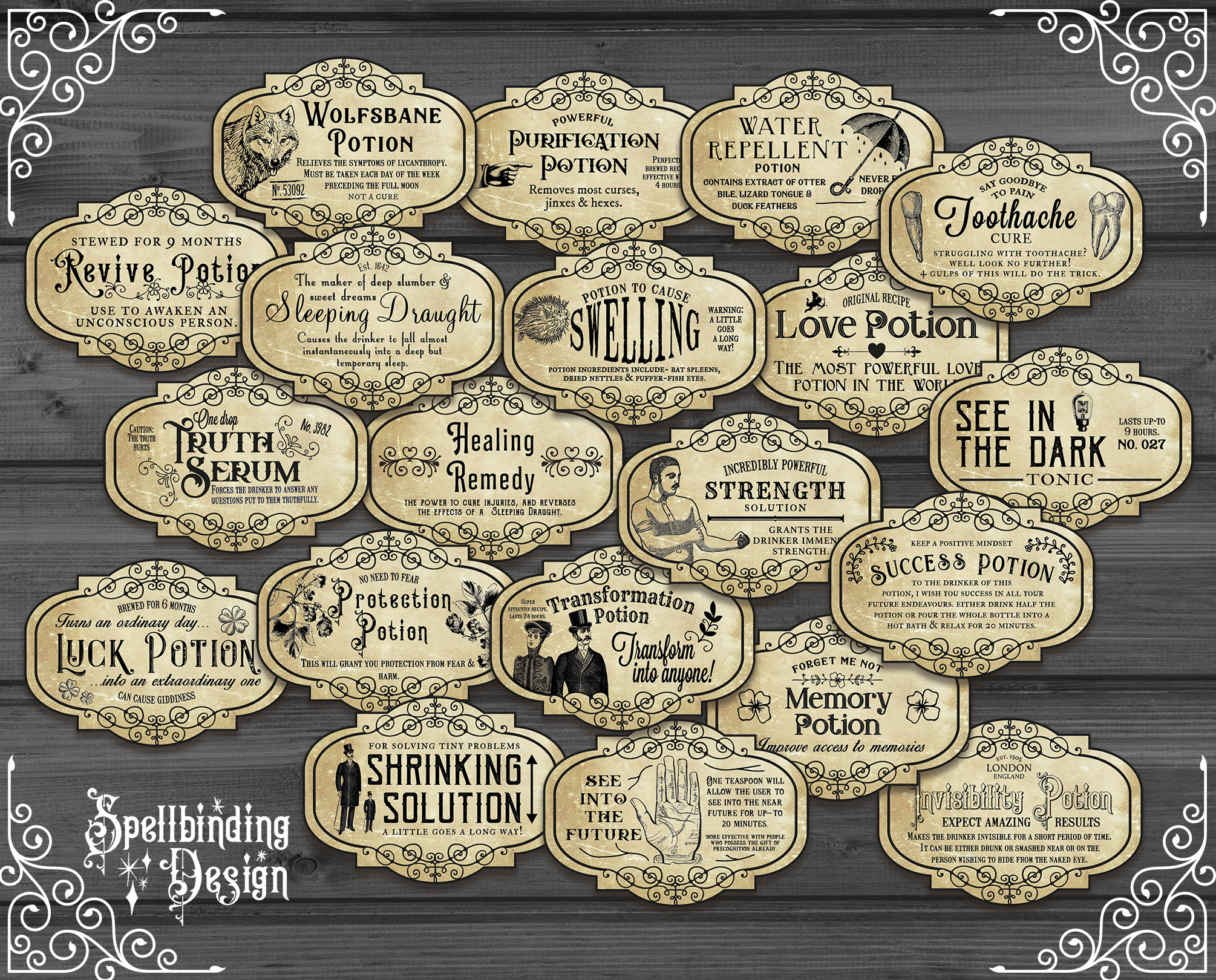 40 Potion Labels 3 Sizes Printable Blank Vintage Apothecary - Etsy UK