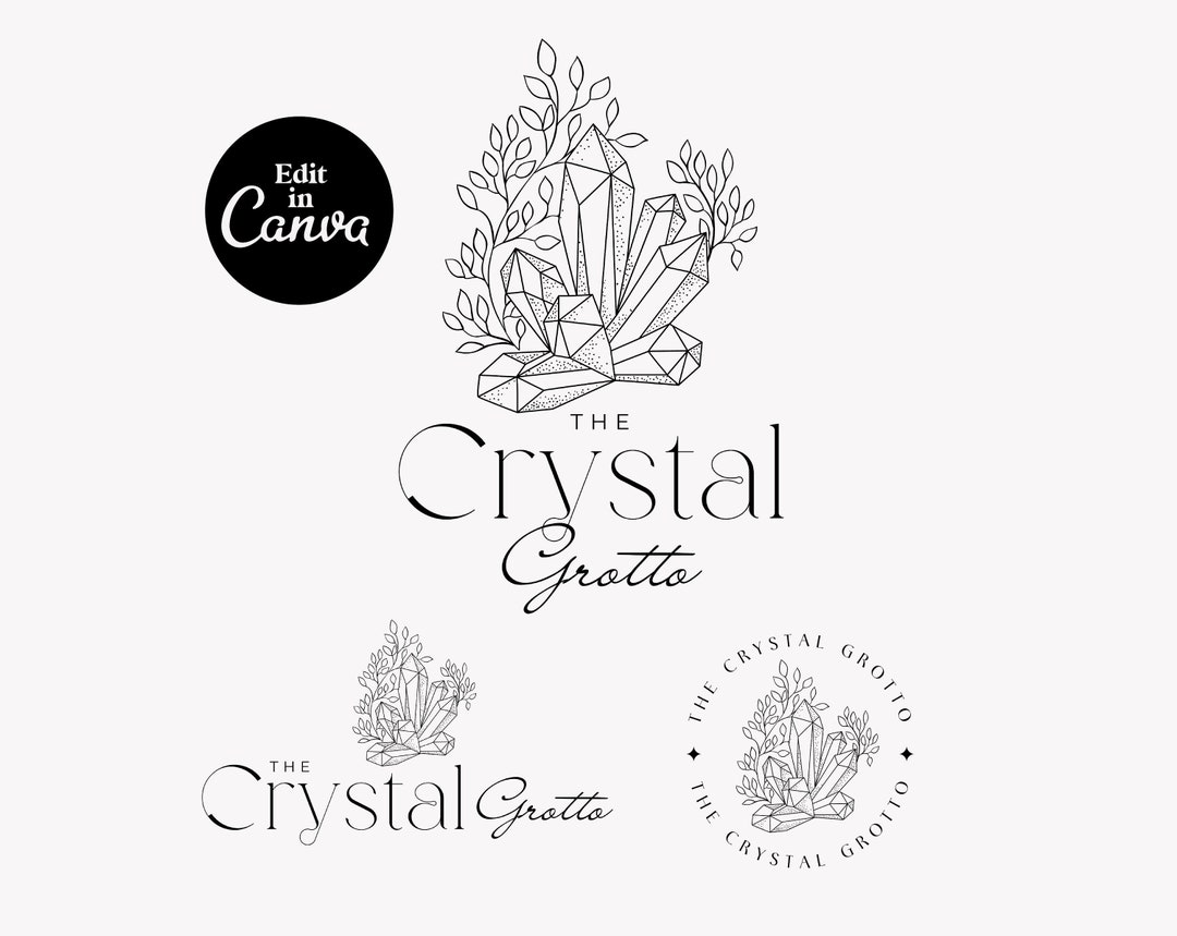 DIY Floral Crystal Logos 3 Canva Hand Drawn Editable Template ...
