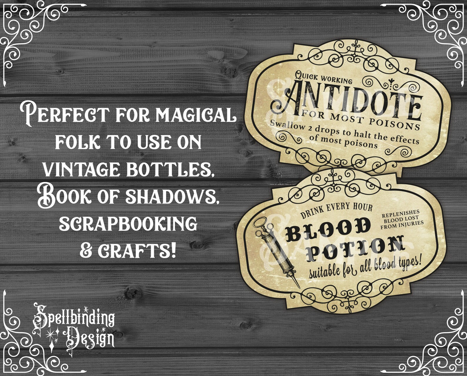 40 Potion Labels 3 Sizes Printable Blank vintage Apothecary | Etsy